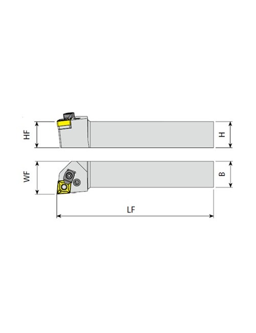 Porte-outil PCLNR2525-M12 pour outil à queue - Serrage par levier - 95°